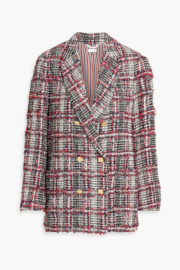 Thom Browne Double-breasted Wool-blend Tweed Blazer - Red