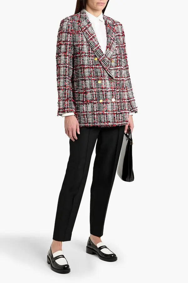 Thom Browne Double-breasted Wool-blend Tweed Blazer - Red