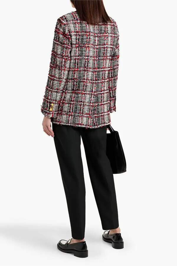 Thom Browne Double-breasted Wool-blend Tweed Blazer - Red