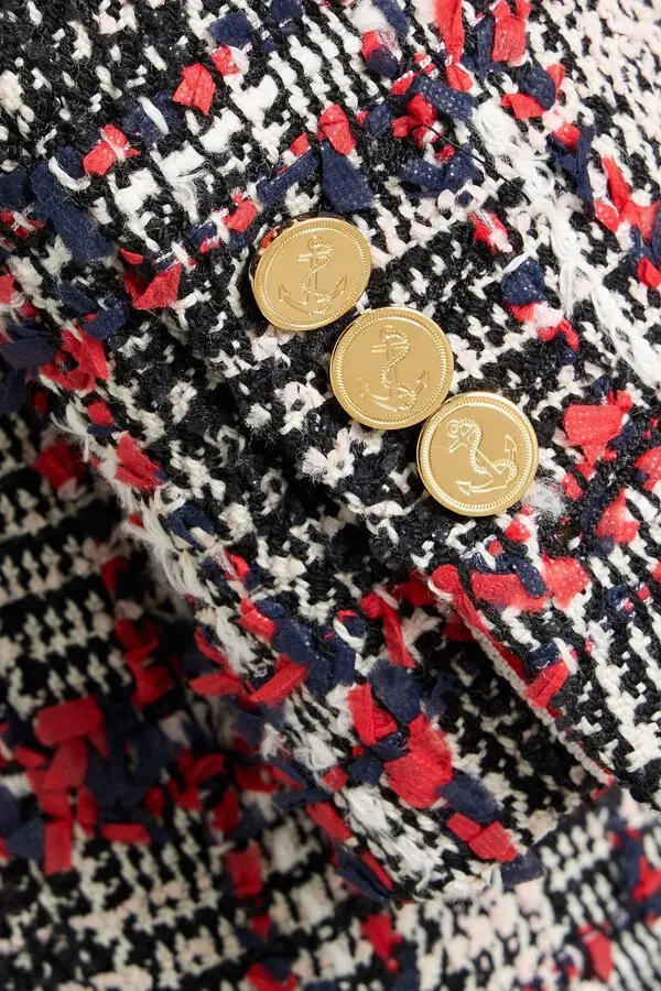 Thom Browne Double-breasted Wool-blend Tweed Blazer - Red