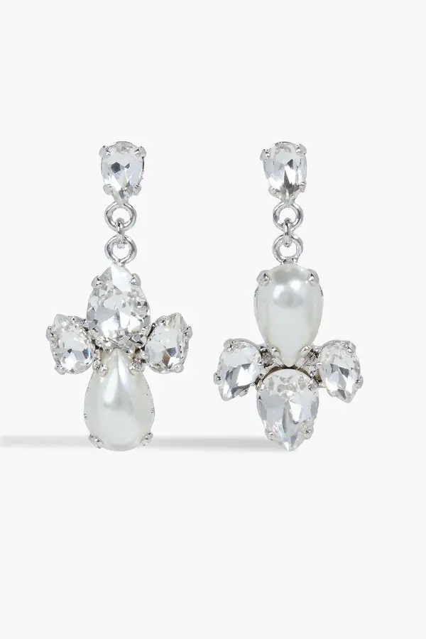 Simone Rocha Faux Pearl, Crystal And Tone Earrings - Silver