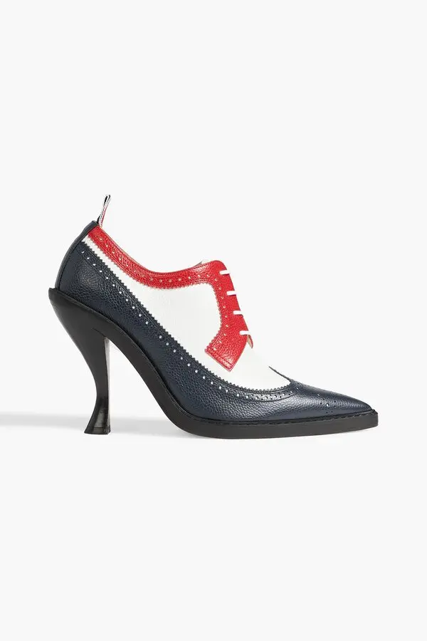 Thom Browne Colorblock Laser Cut Pebbled Leather Pumps