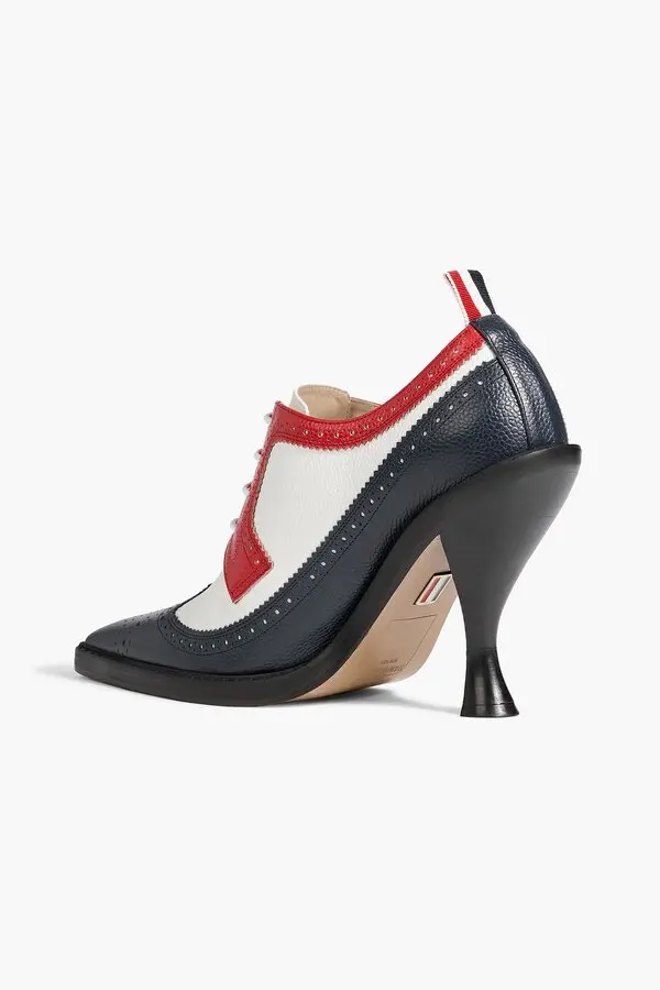 Thom Browne Colorblock Laser Cut Pebbled Leather Pumps