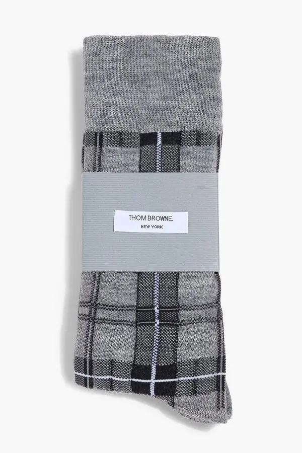 Thom Browne Checked Wool-blend Socks