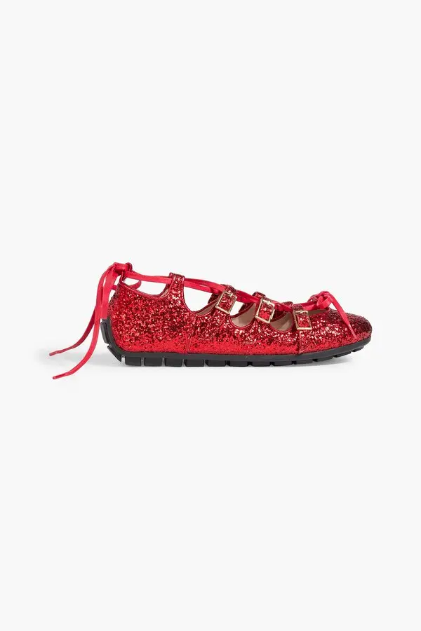 Simone Rocha Ghillie Glitter Mesh Ballet Flats