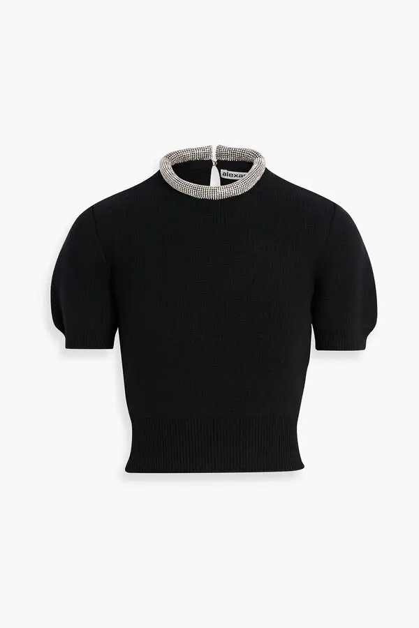 Alexander Wang Crystal-embellished Wool-blend Top