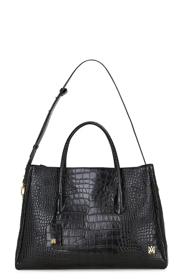 Amiri Embossed Croc 50 Tote - Black