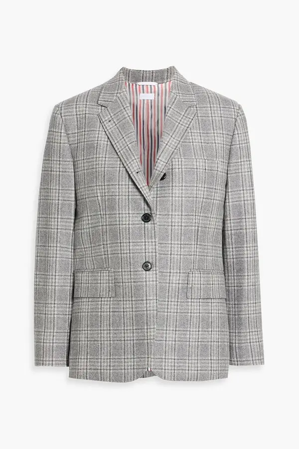 Thom Browne Checked Wool And Cashmere-blend Tweed Blazer - Gray