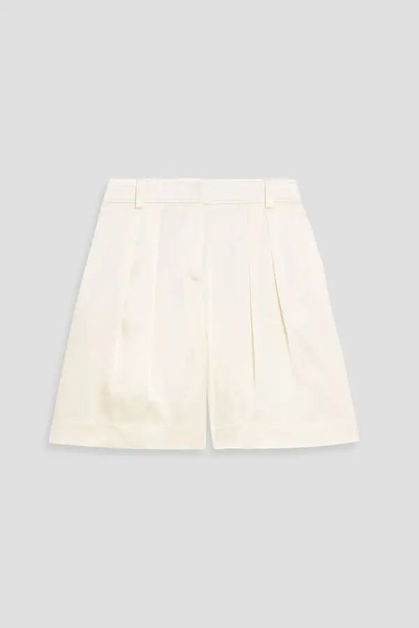 Alberta Ferretti Pleated Satin-crepe Shorts - Cream