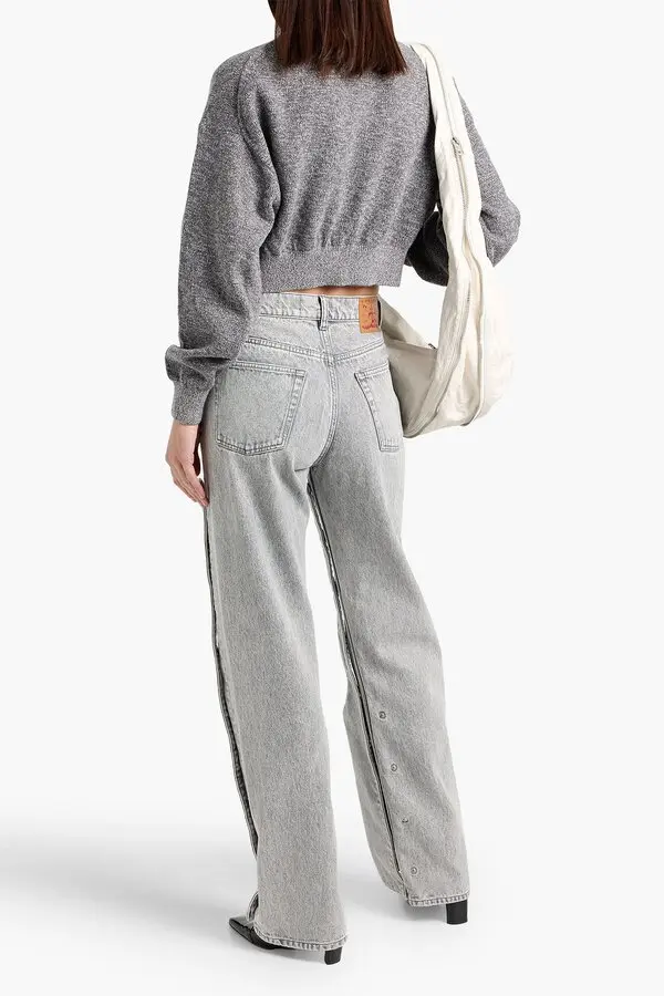 Alexander Wang Cropped Cotton And Wool-blend Turtleneck Sweater