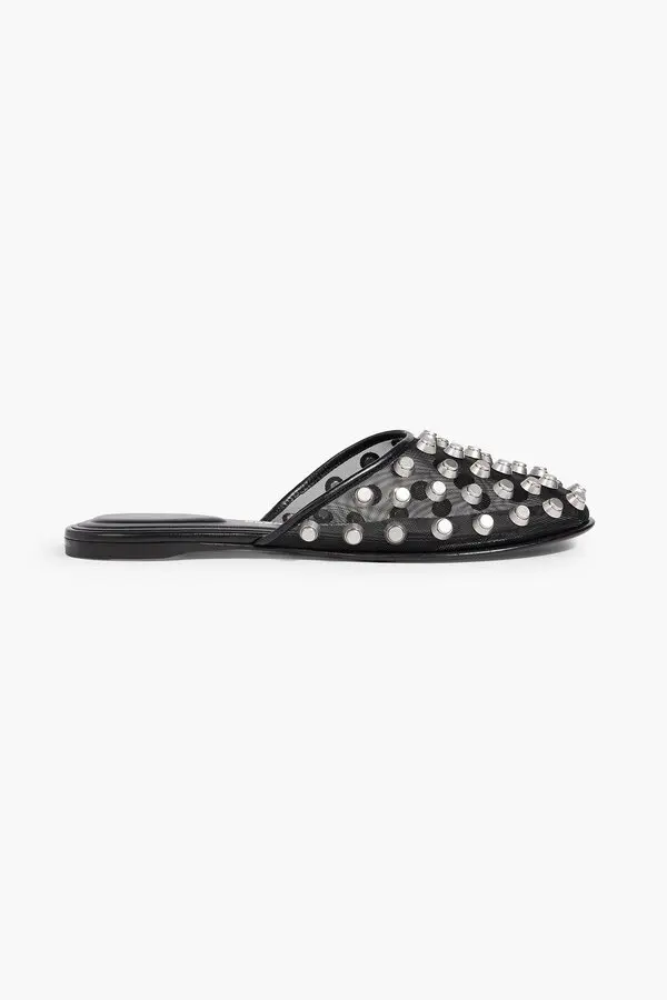 Alexander Wang Rhodes Studded Mesh Slippers - Black