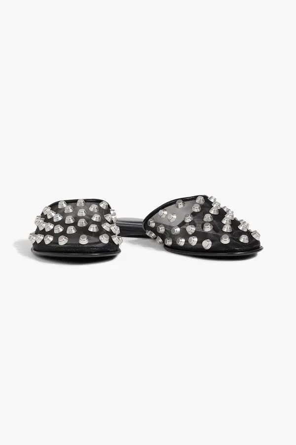 Alexander Wang Rhodes Studded Mesh Slippers - Black