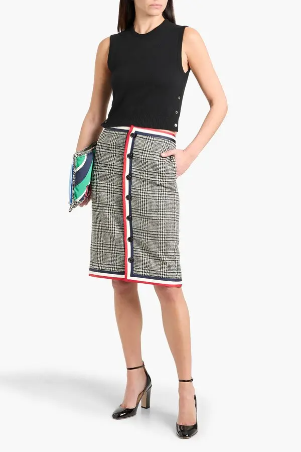 Thom Browne Prince Of Wales Checked Wool-felt Skirt