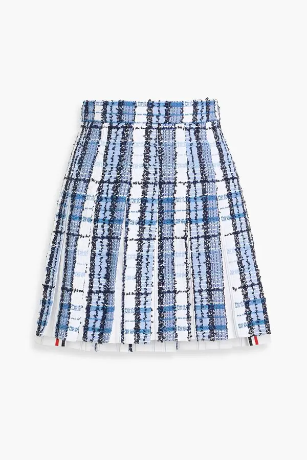 Thom Browne Pleated Checked Cotton-blend Tweed Mini Skirt