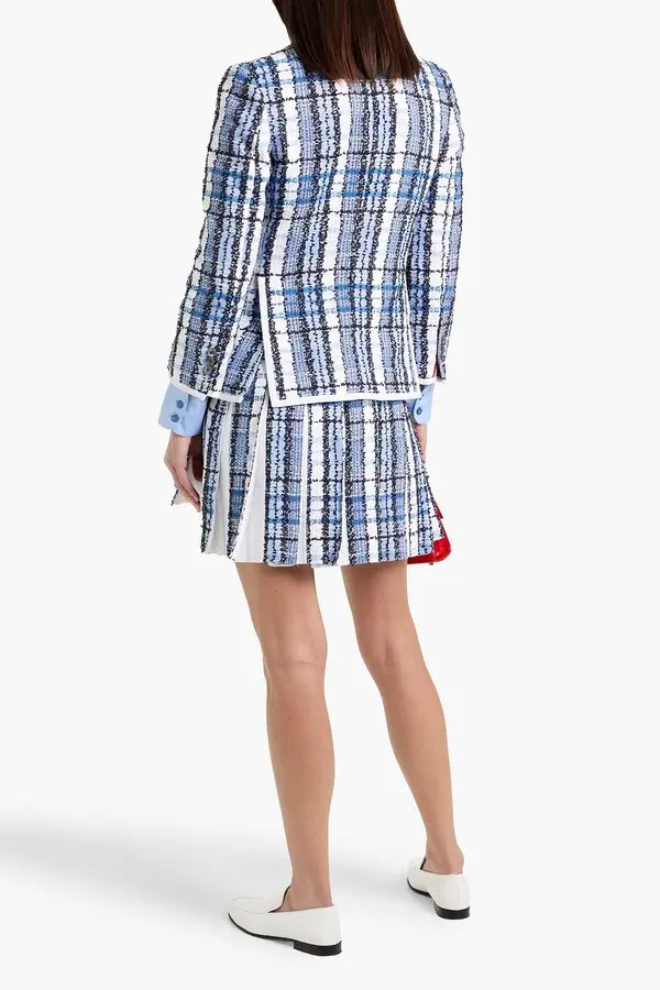Thom Browne Pleated Checked Cotton-blend Tweed Mini Skirt