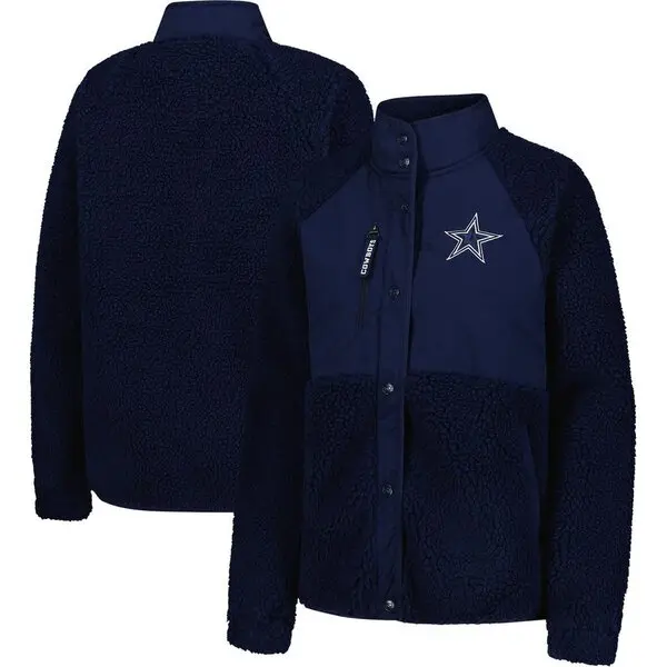 STARTER Dallas Cowboys On The Ball Sherpa Jacket - Navy