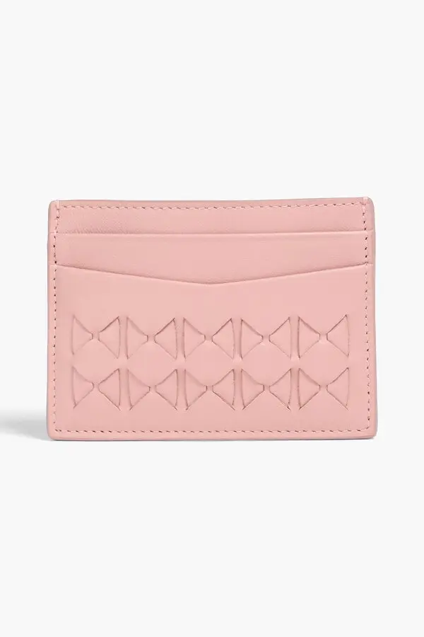 SERAPIAN Mosaico Woven Leather Cardholder - Baby Pink