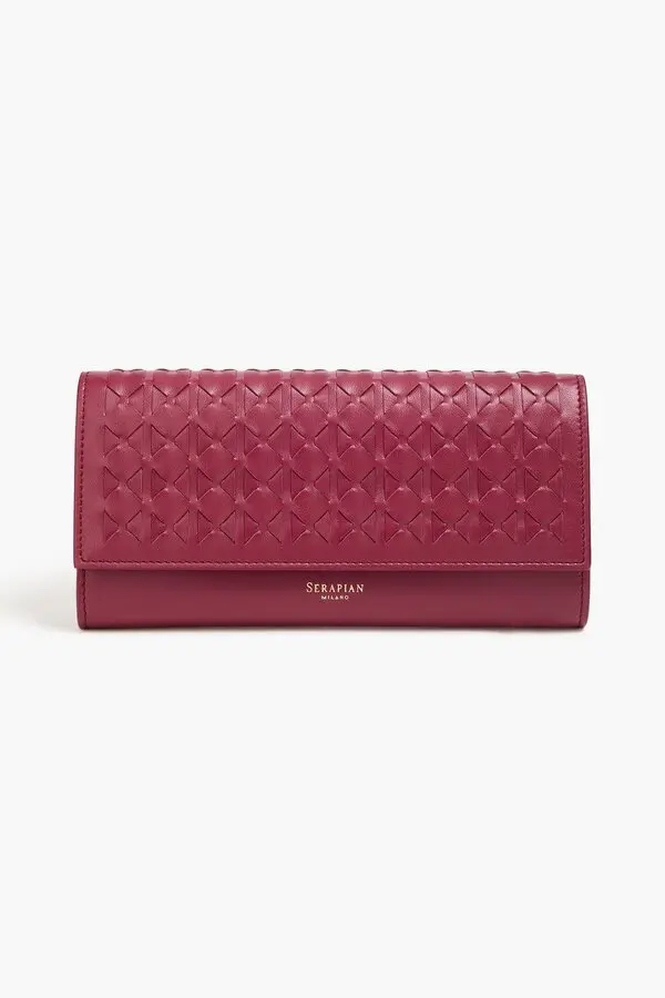 SERAPIAN Mosaico Woven Leather Continental Wallet - Claret