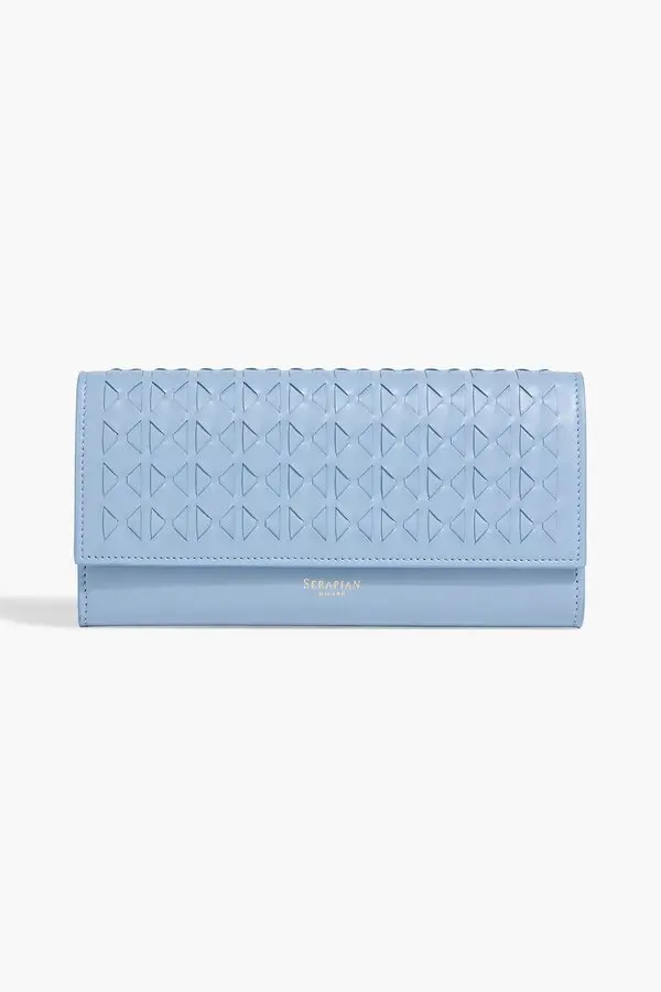SERAPIAN Mosaico Woven Leather Continental Wallet - Light Blue