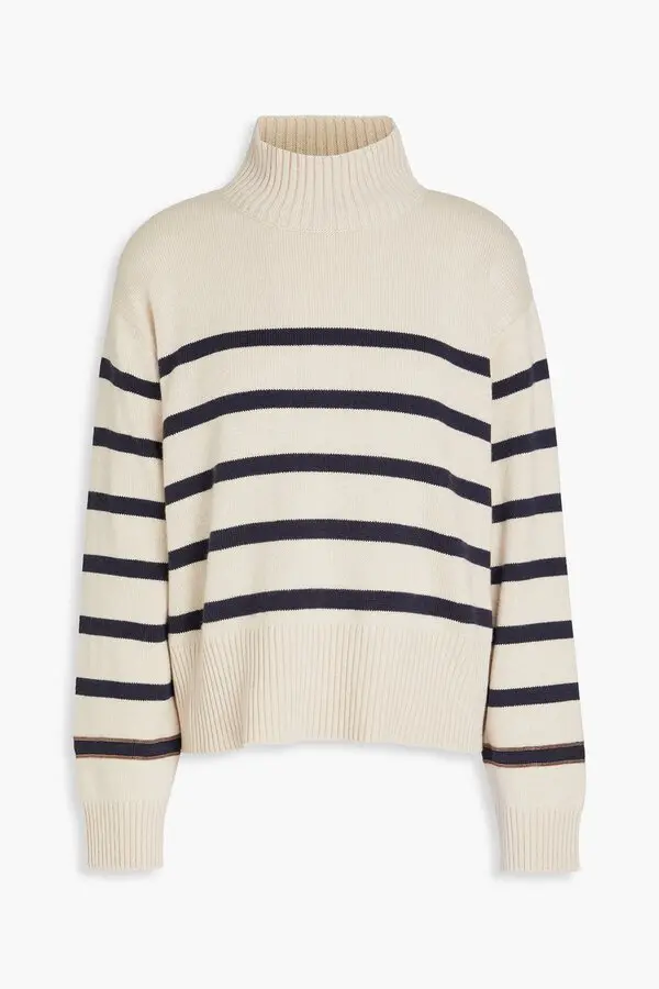 Brunello Cucinelli Striped Cashmere Turtleneck Sweater