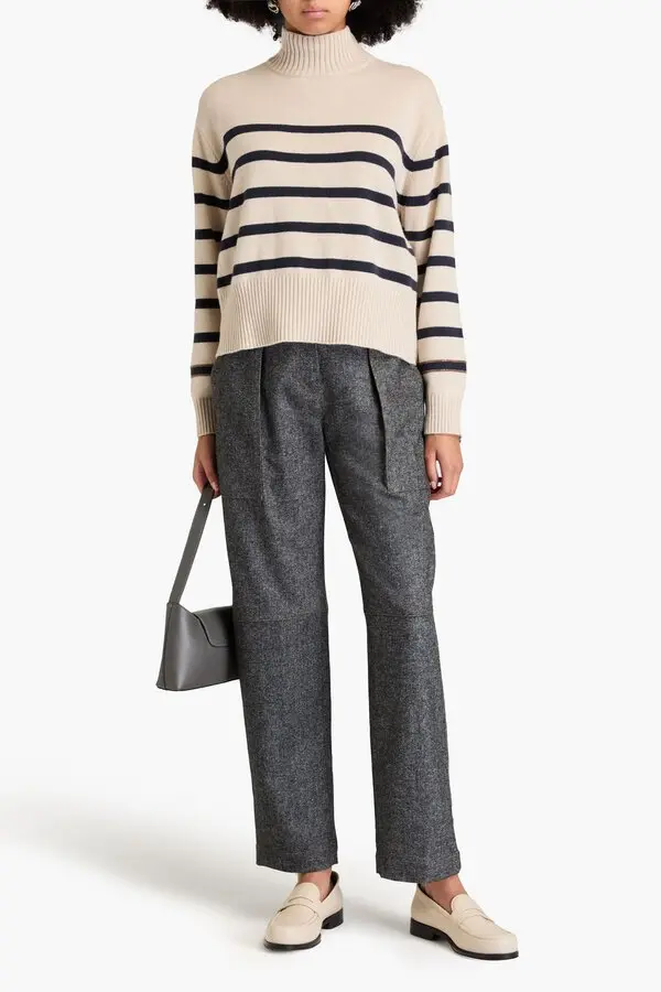 Brunello Cucinelli Striped Cashmere Turtleneck Sweater