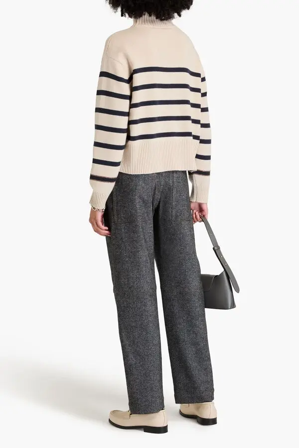 Brunello Cucinelli Striped Cashmere Turtleneck Sweater
