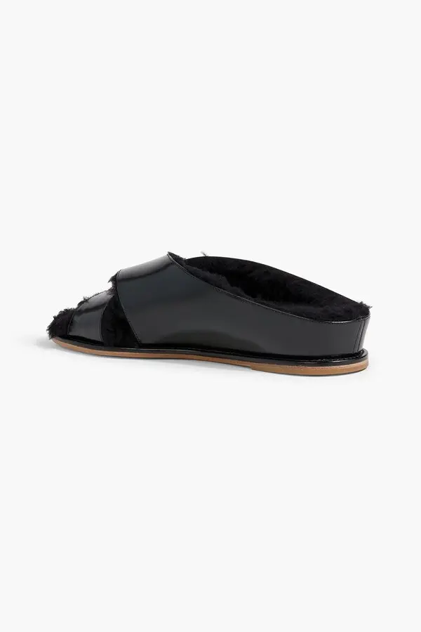 Gabriela Hearst Ellington Plush-lined Glossed-leather Slides