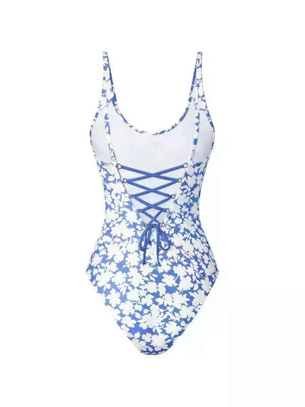 Michael Kors Floral-print Drawstring One-piece Swimsuit