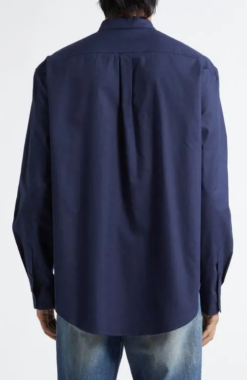 Balmain Monogram Embroidery Cotton Button-down Shirt