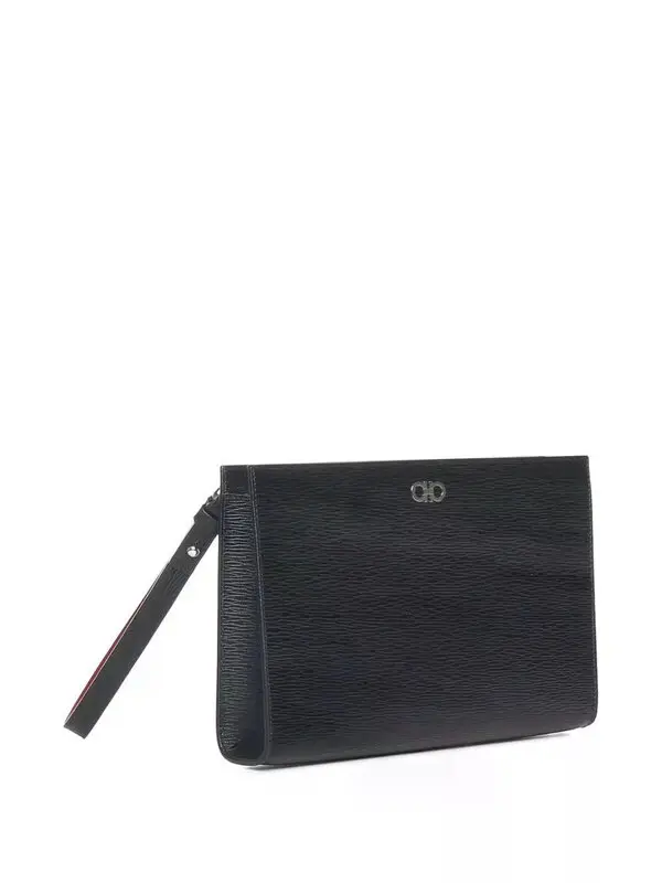 FERRAGAMO Gancini Textured Calfskin Double Clutch Bag