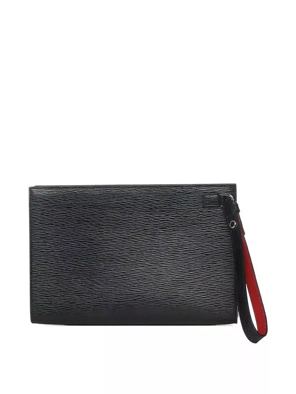 FERRAGAMO Gancini Textured Calfskin Double Clutch Bag