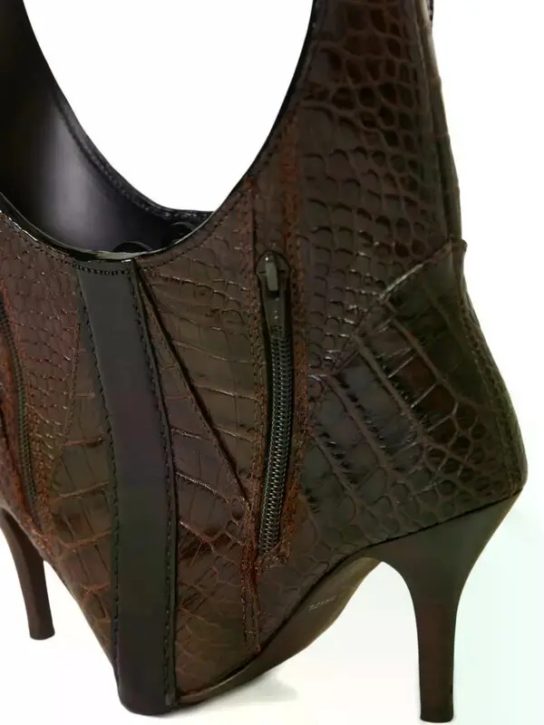 EDEN TAN Croc-embossed Leather Tote Bag