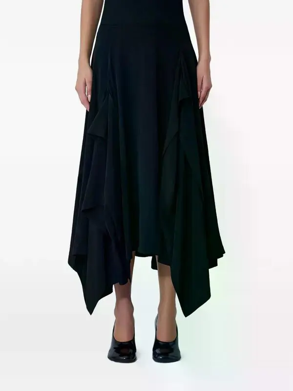 Yohji Yamamoto Panelled Flared Midi Skirt