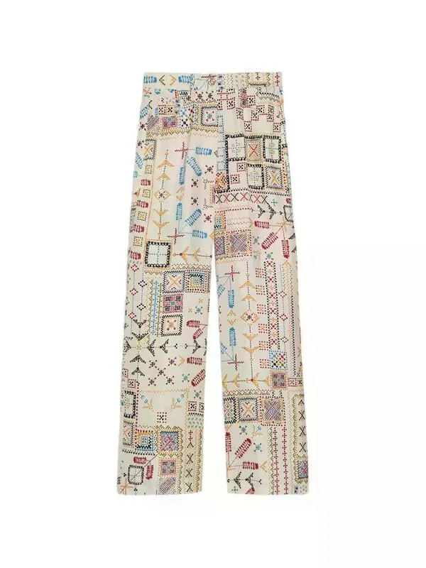 Momoni Printed Straight Leg Trousers - Neutrals
