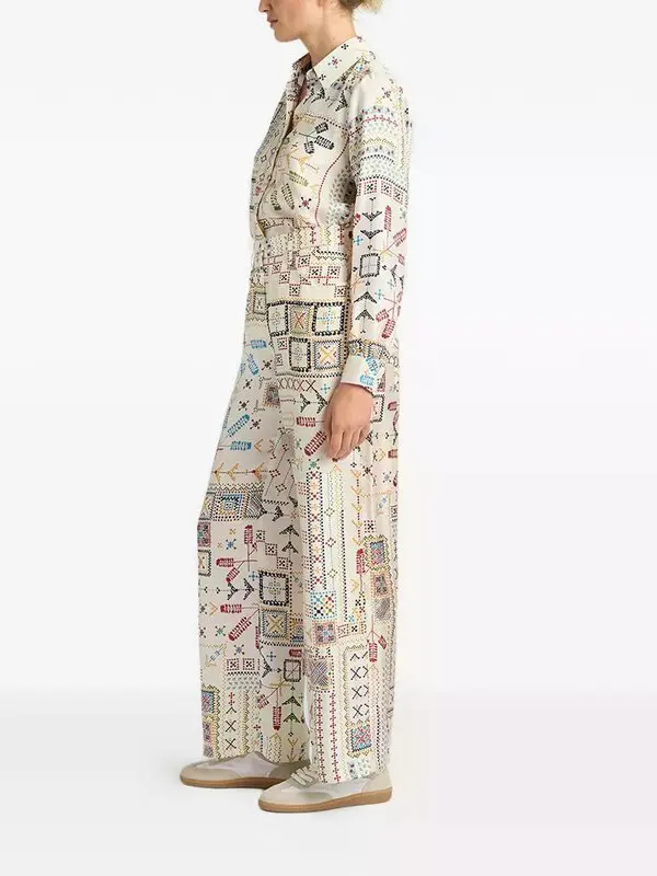 Momoni Printed Straight Leg Trousers - Neutrals