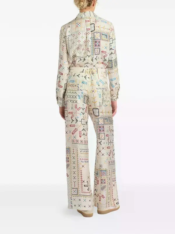 Momoni Printed Straight Leg Trousers - Neutrals