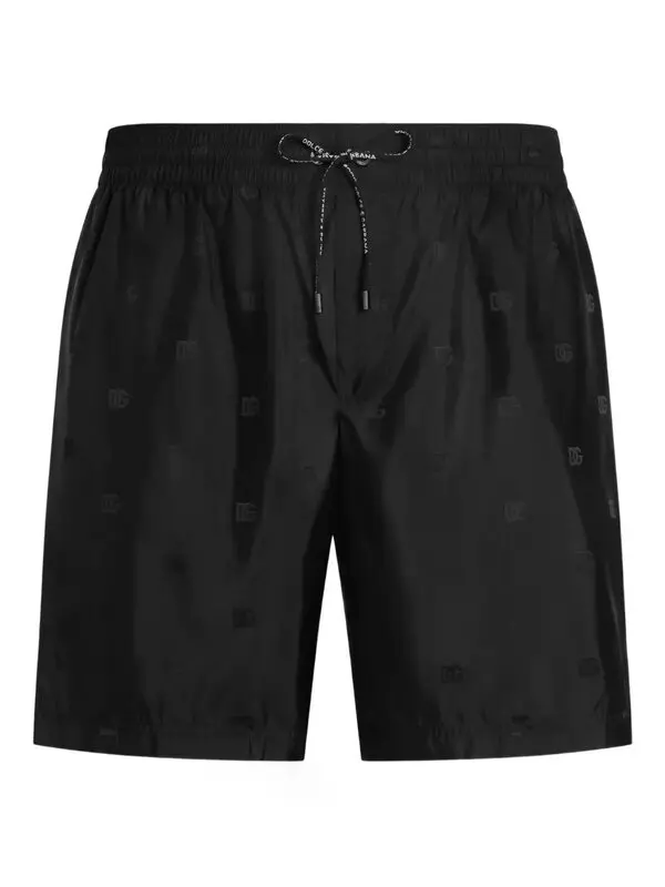 Dolce & Gabbana Logo-pattern Swim Shorts - Black