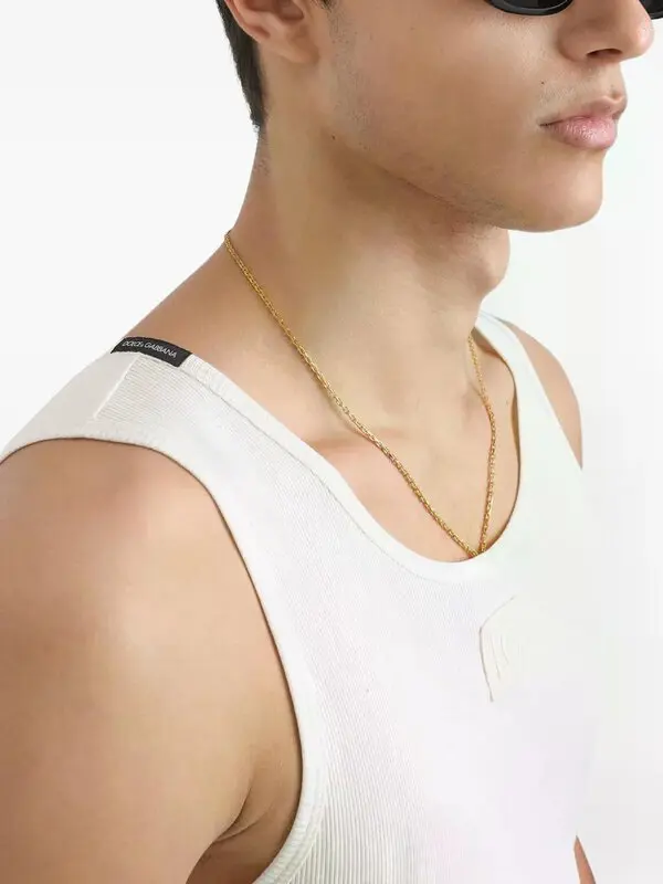 Dolce & Gabbana Ribbed Knit Logo Patch Vest - White