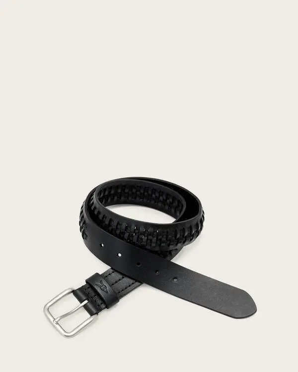ALLSAINTS Gus Woven Leather Belt - Black