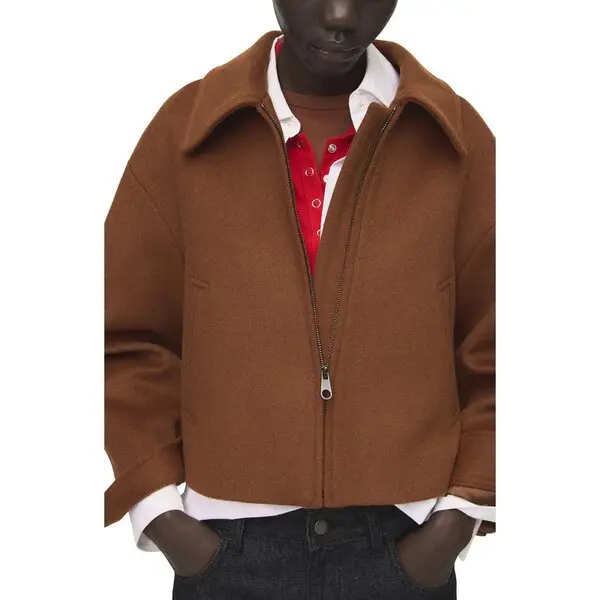 Mango Zip-front Wool Blend Jacket