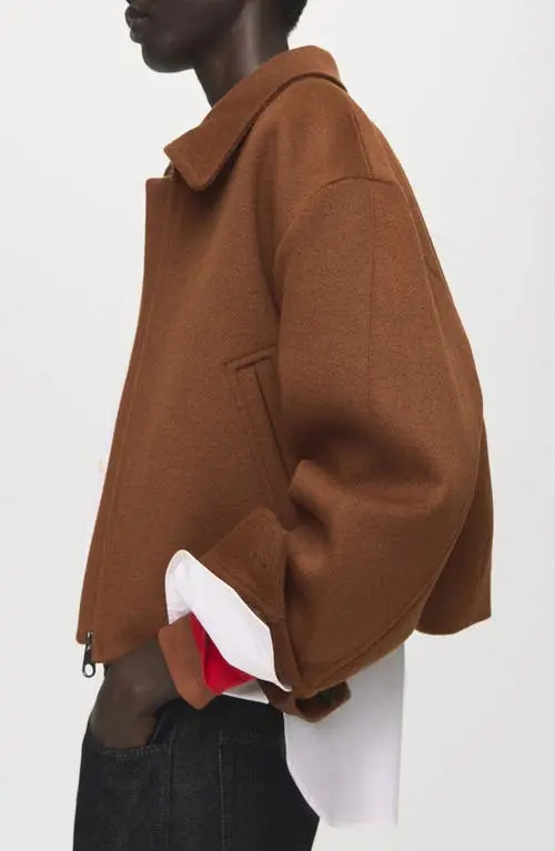 Mango Zip-front Wool Blend Jacket