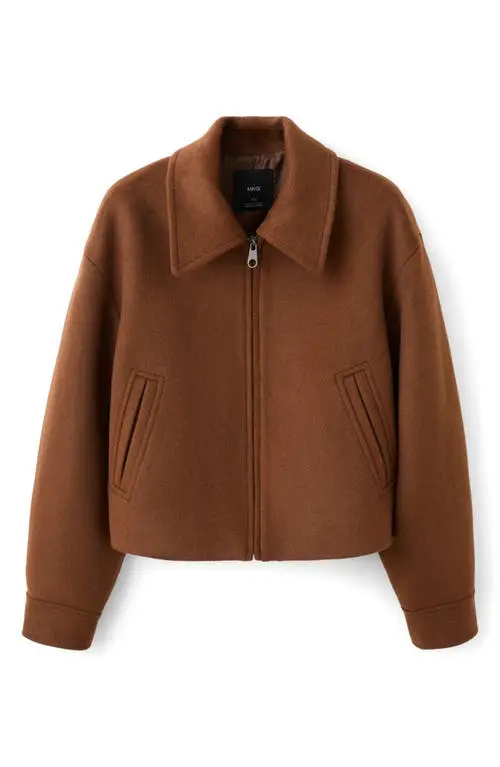 Mango Zip-front Wool Blend Jacket