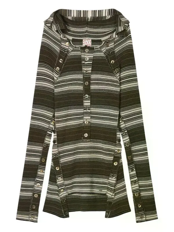 Miss Sixty Striped Hooded Button Top