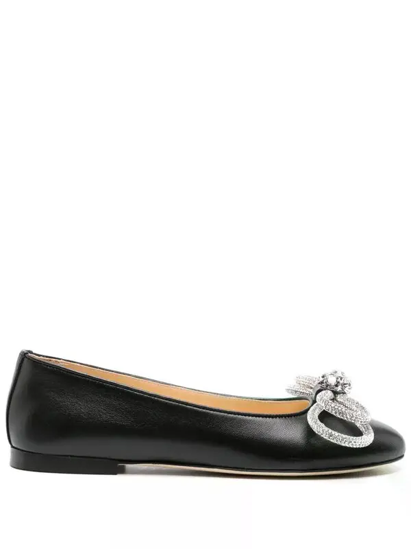 Mach & Mach Double Bow Leather Ballerina Shoes