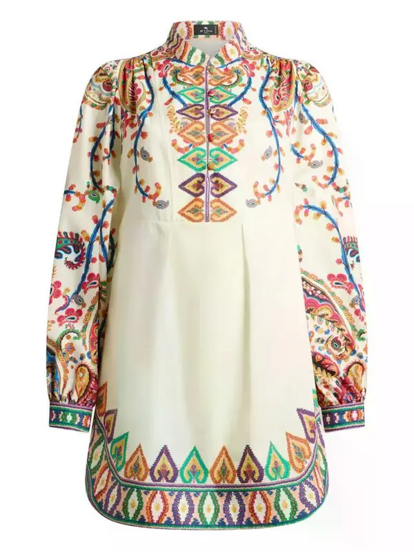 Etro Paisley-print Mini Dress - White