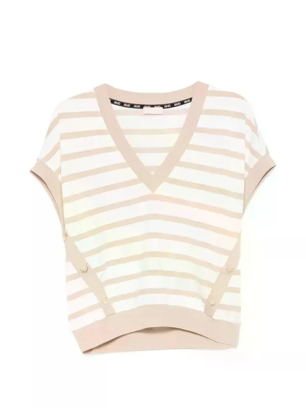 Liu Jo Striped V-neck T-shirt - White