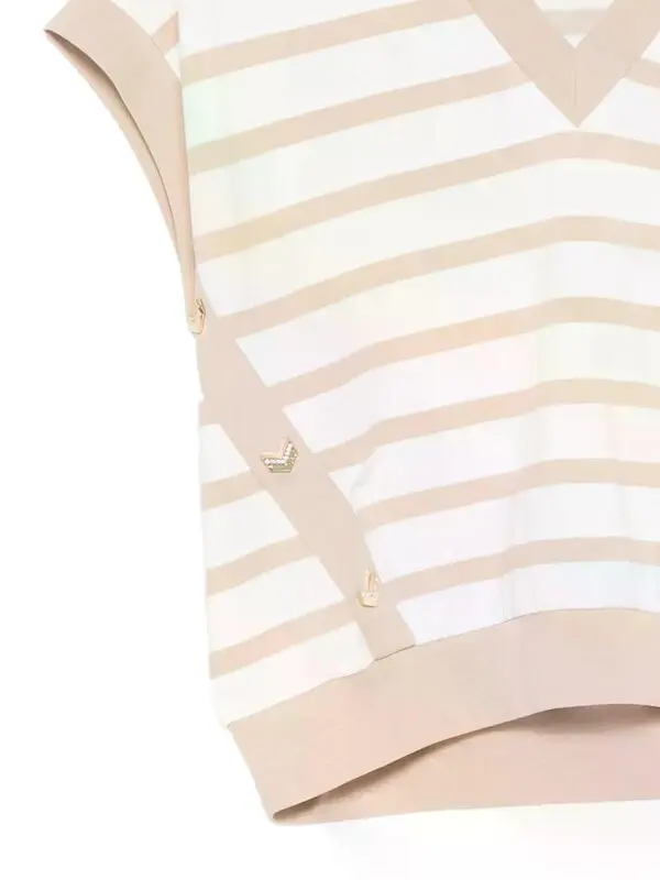 Liu Jo Striped V-neck T-shirt - White