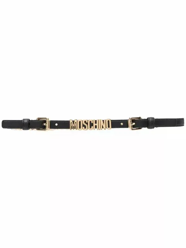 Moschino Logo-plaque Leather Belt - Black