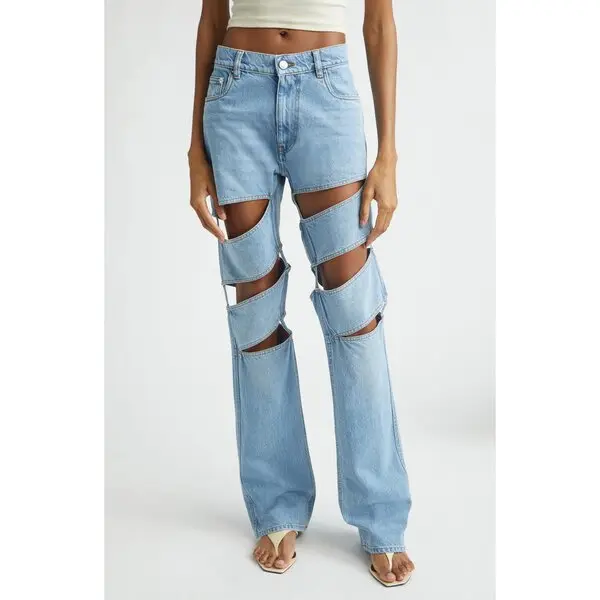 Coperni Spiral Straight Cut Jeans - Blue Light Blue
