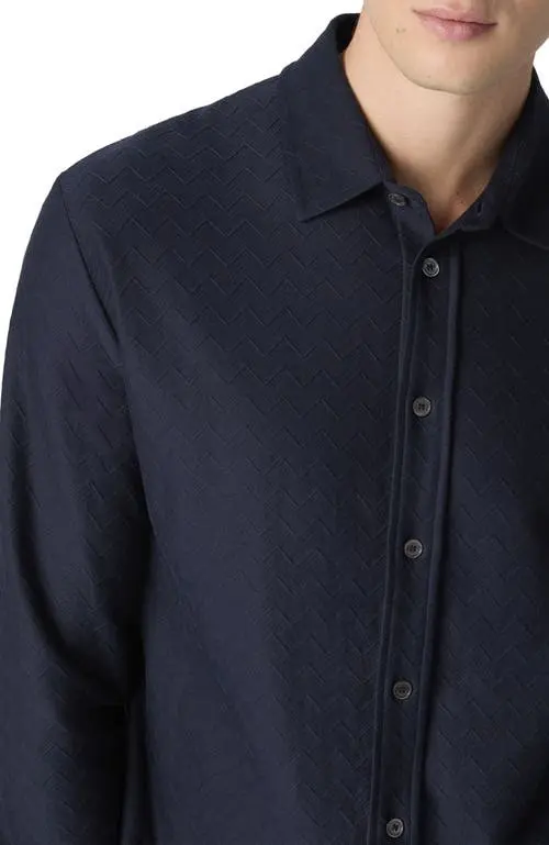 Missoni Cotton Jacquard Shirt With Tone-on-tone Zigzag Pattern - Blue